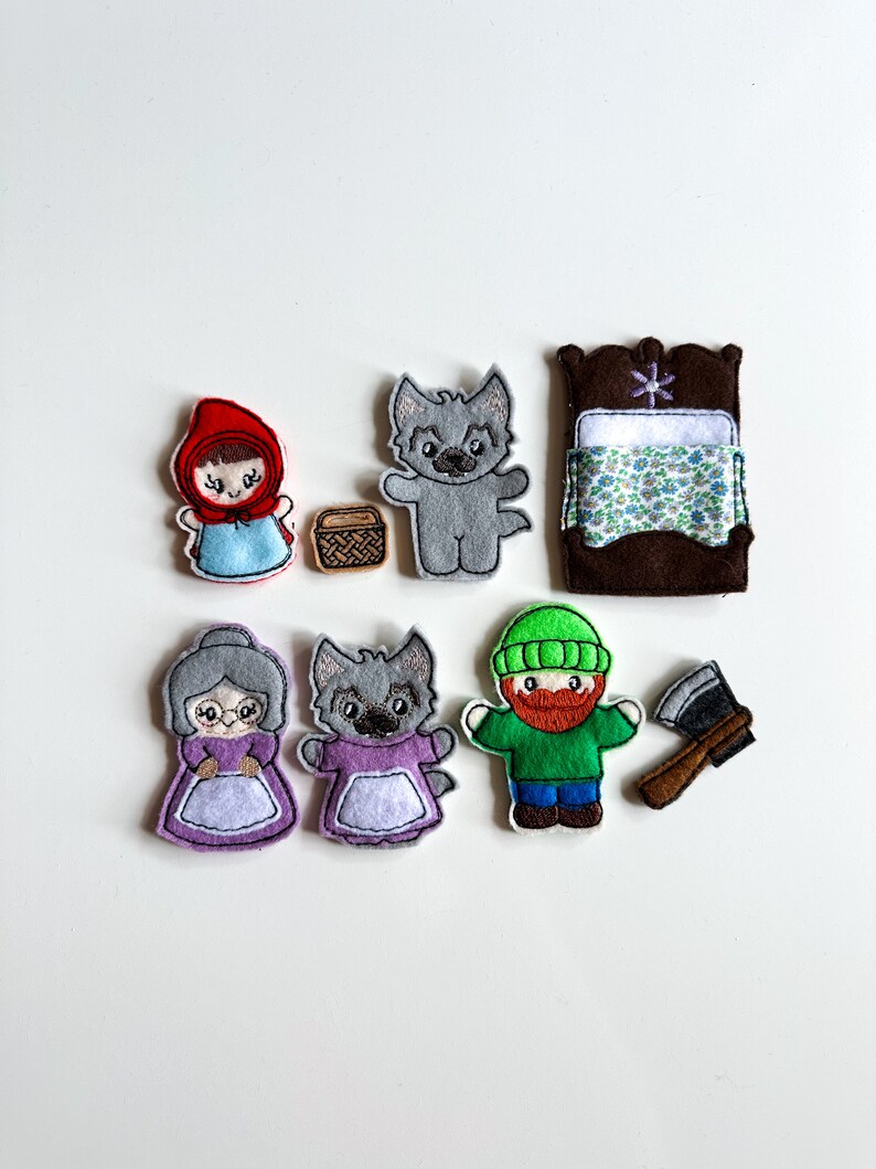 Little Red Riding Hood Felt Finger Puppet Story Bag, Storytelling for ...