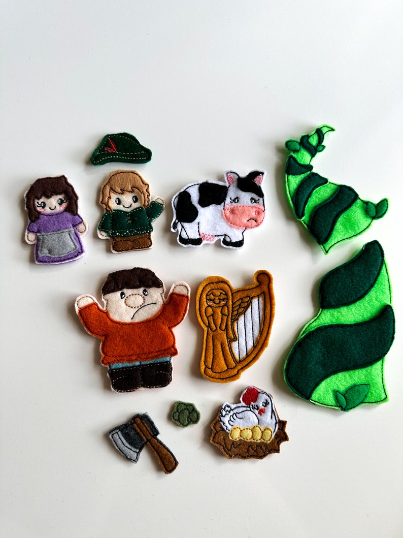 Jack and the Beanstalk Felt Finger Puppet Story Bag, Storytelling for ...