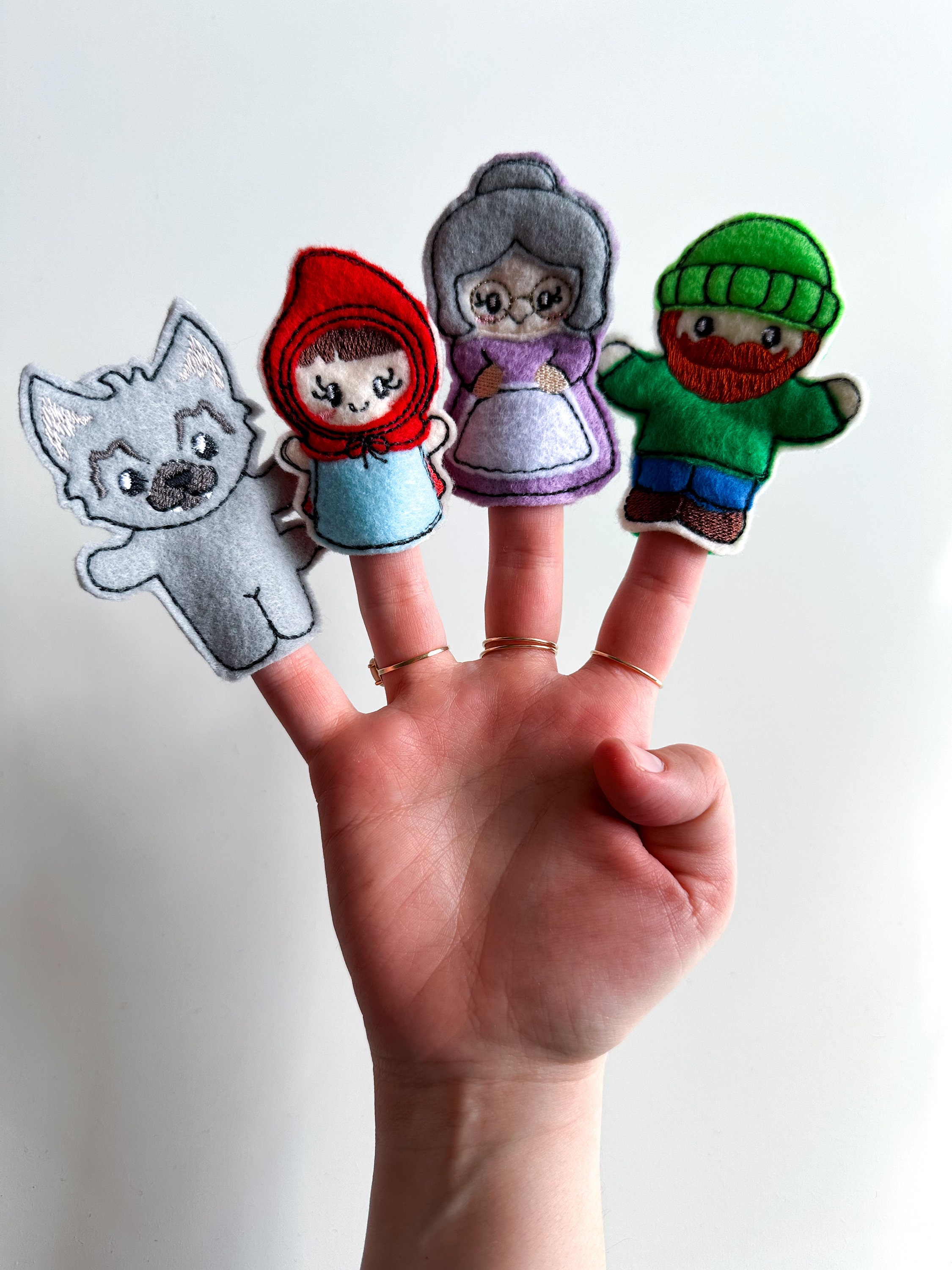 Little Red Riding Hood Felt Finger Puppet Story Bag, Storytelling for ...