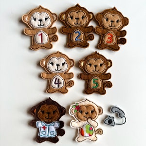 5 Little Monkeys Jumping on the Bed Felt Finger Puppet Story Bag ...
