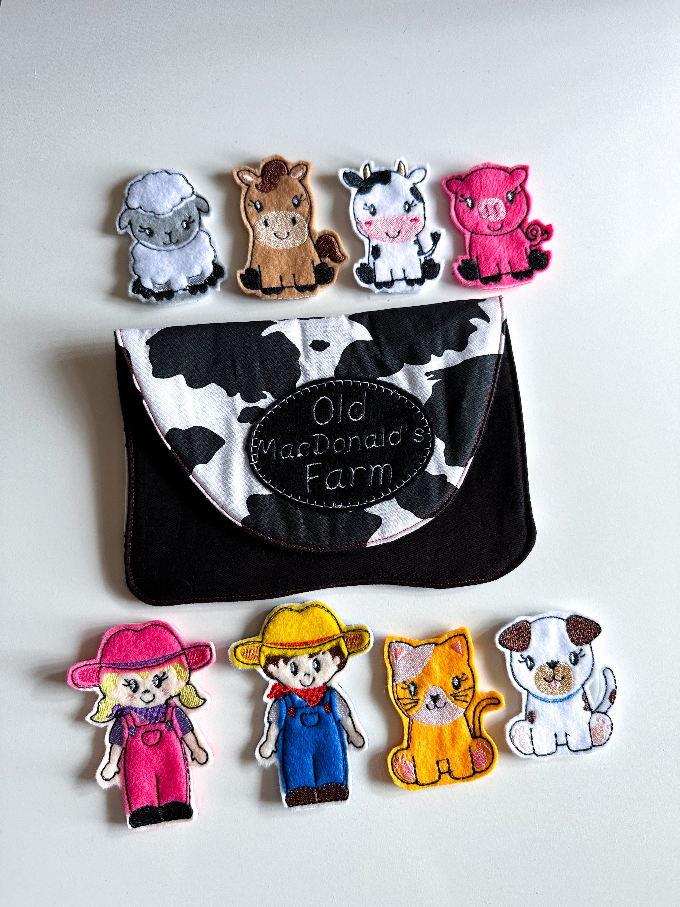 Old Macdonald Had a Farm Felt Finger Puppet Story Bag, Storytelling for ...