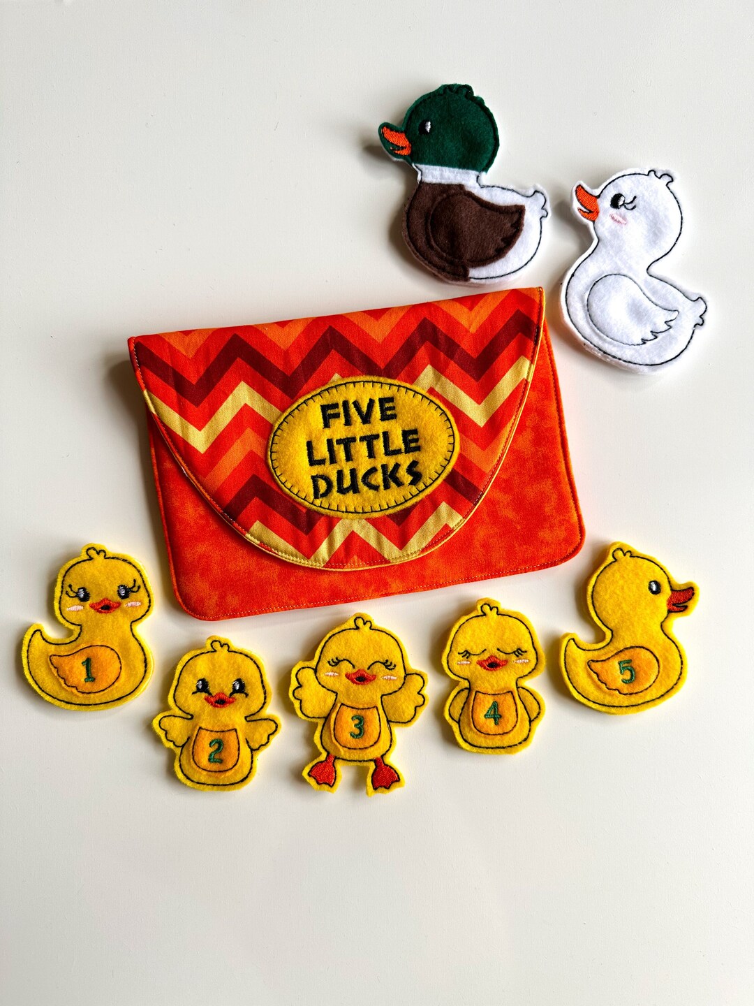 Five Little Ducks Felt Finger Puppet Story Bag, Storytelling for Kids ...