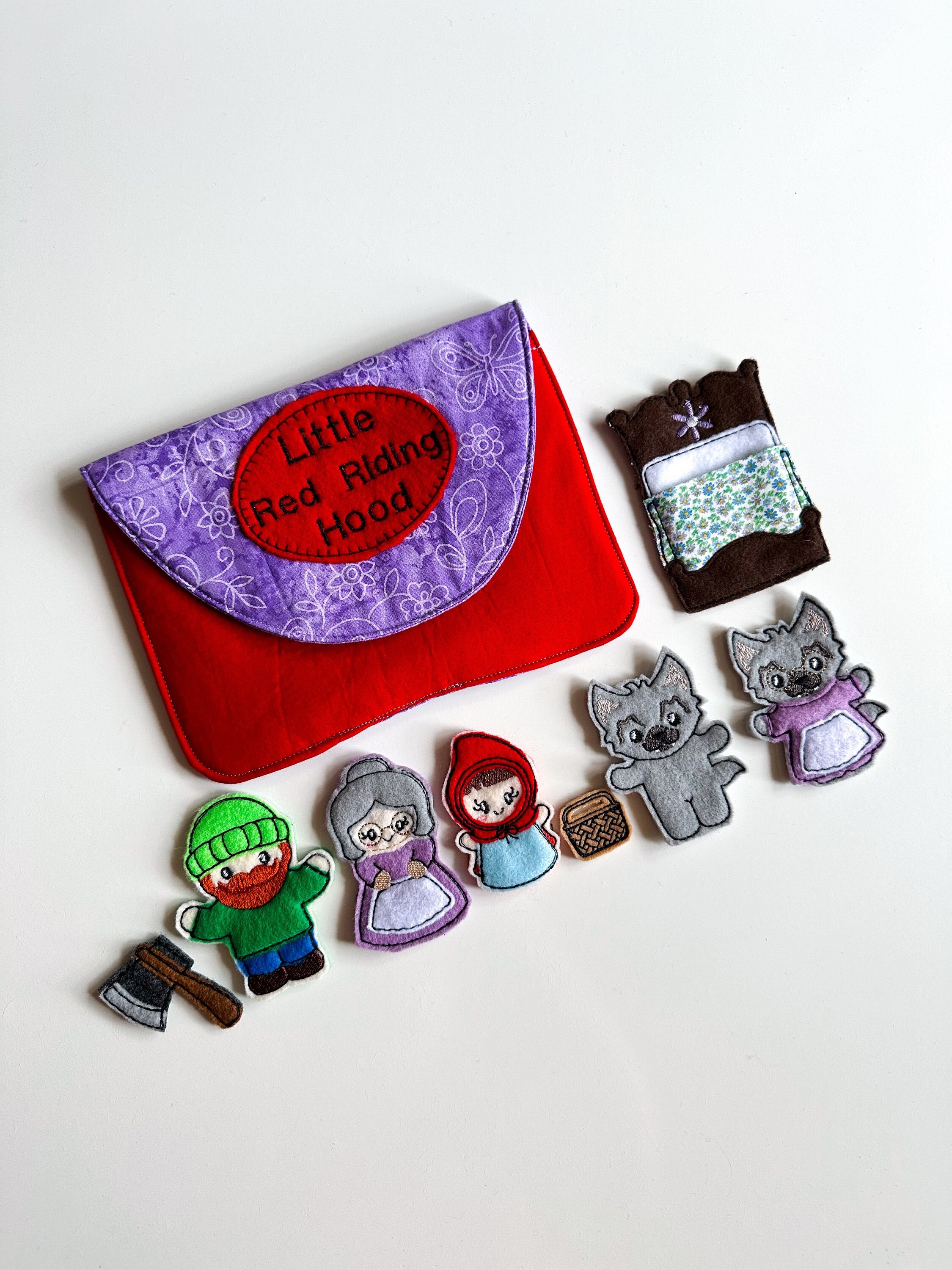 Little Red Riding Hood Felt Finger Puppet Story Bag, Storytelling for ...