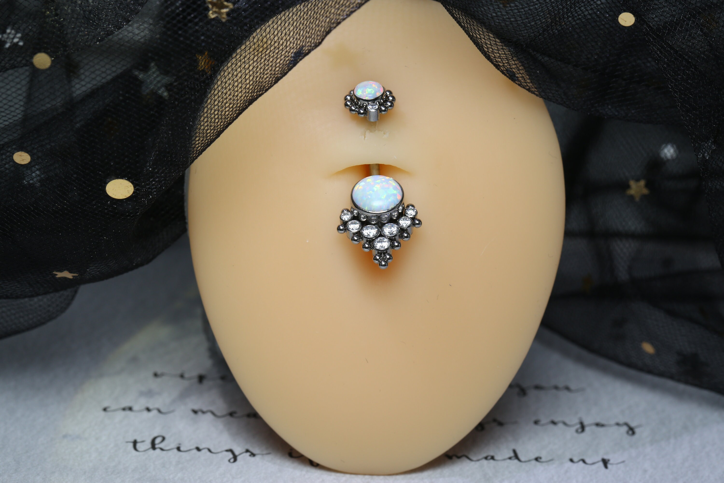 Stylish Beaded Teardrop Navel Ring 10mm Abdominal Piercing - Etsy