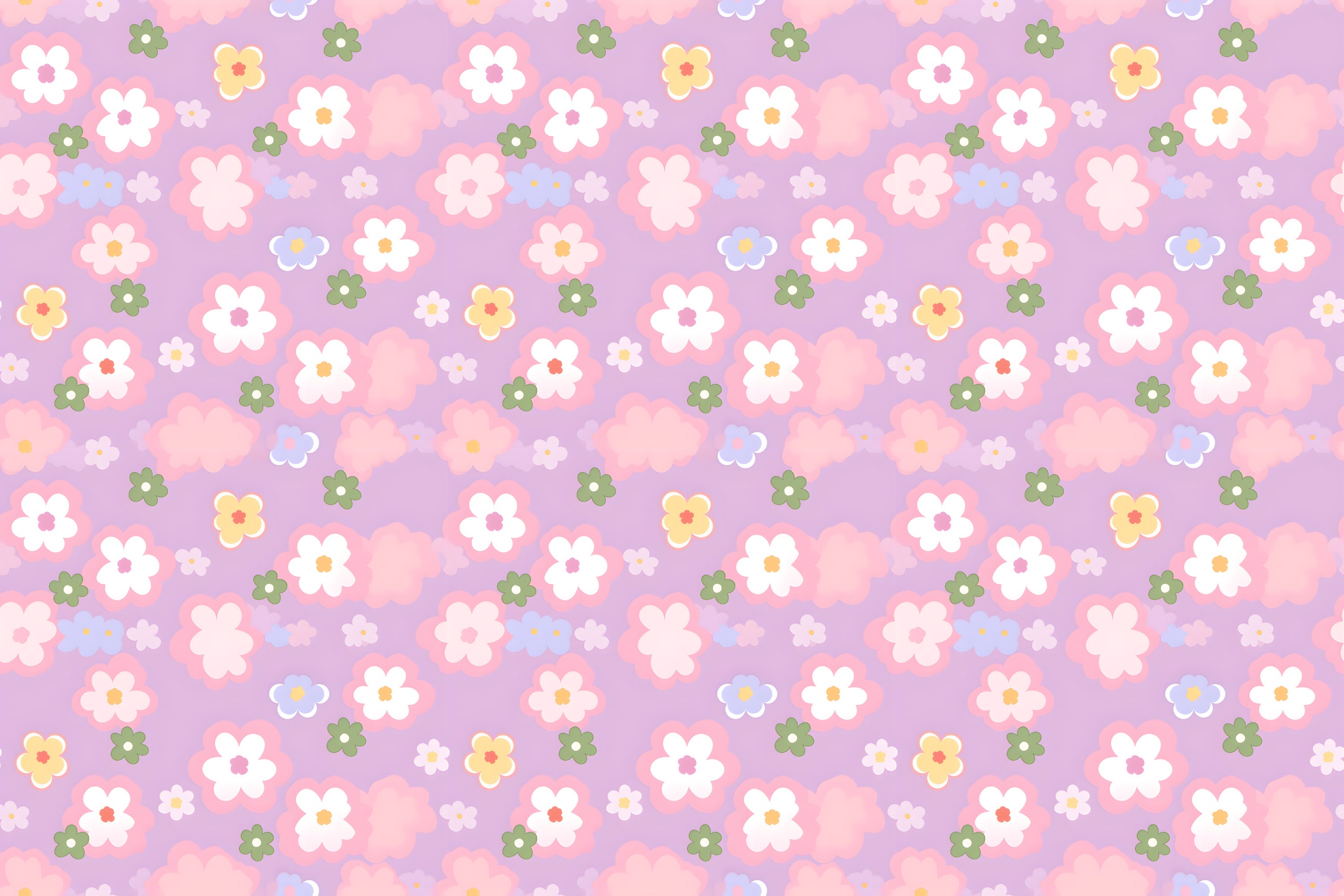 Kawaii Flowers Digital Paper Cute Flowers Pattern Pink - Etsy