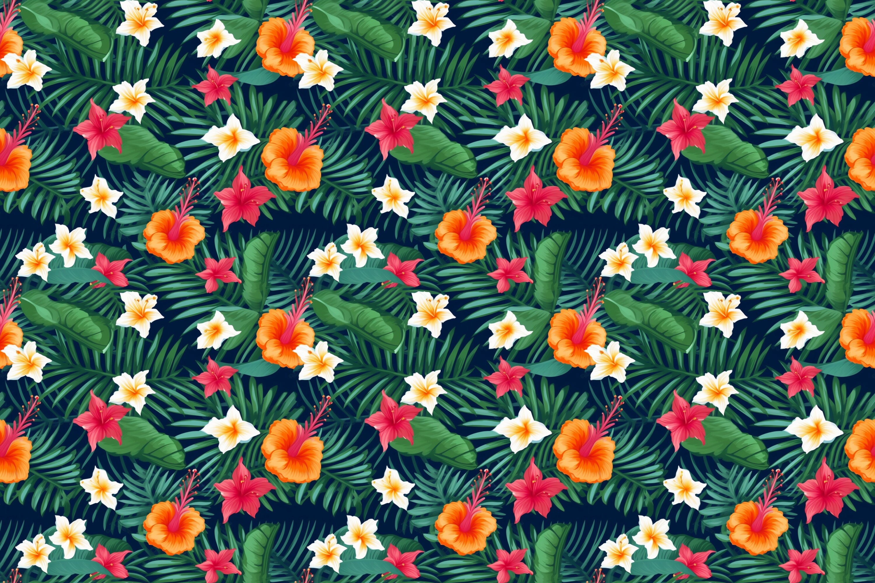 20 Tropical Hawaiian Digital Papers, Pale Flowers, Calm Floral Pattern ...