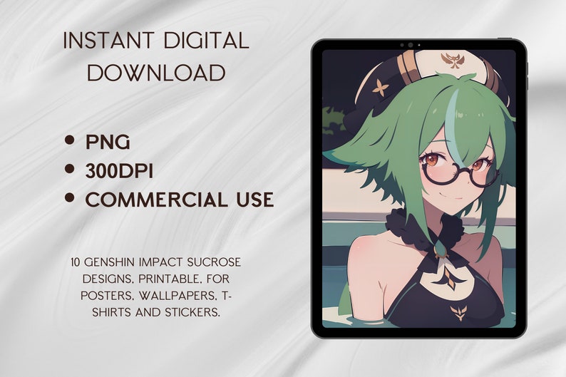 Sucrose Genshin Impact Digital Paper, Sucrose Printable, Sucrose Poster ...