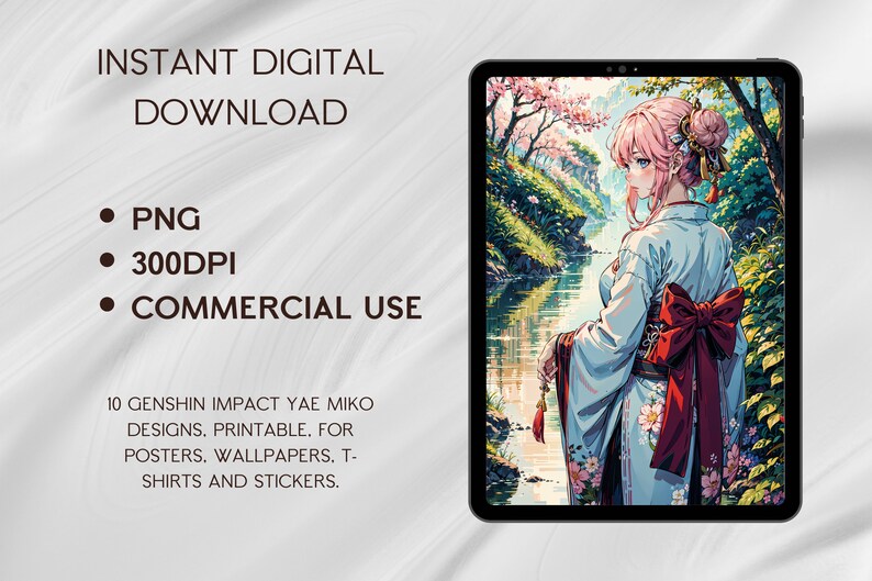 Yae Miko Genshin Impact Digital Poster, Yae Miko Digital Stickers, Miko ...