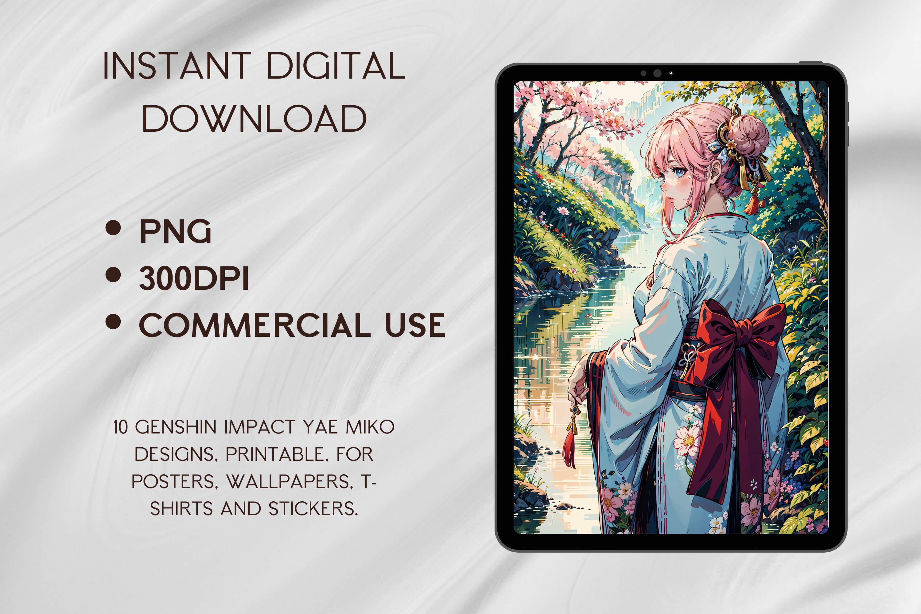 Yae Miko Genshin Impact Digital Poster, Yae Miko Digital Stickers, Miko ...