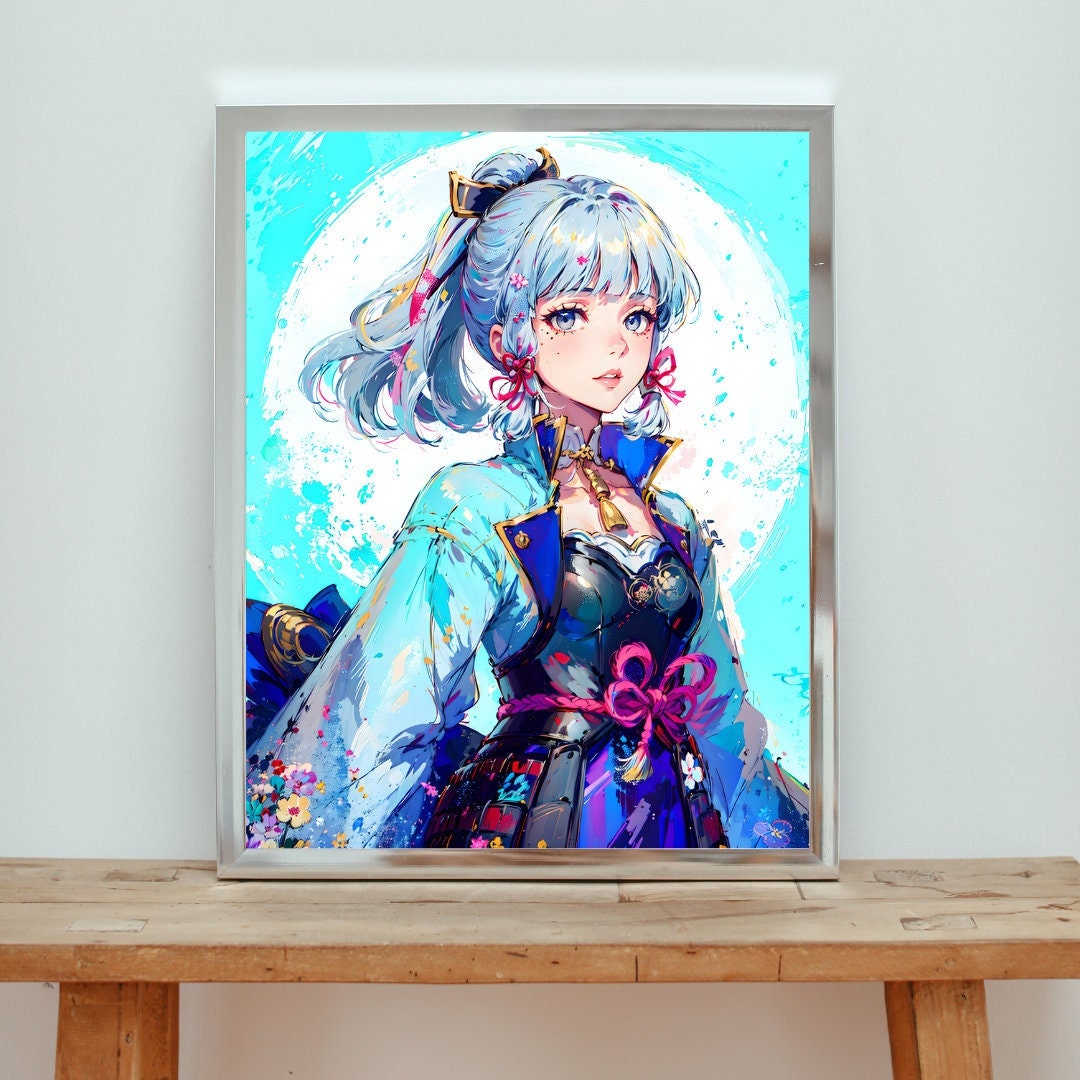 Kamisato Ayaka Genshin Impact Digital Poster, Ayaka Artful Art ...