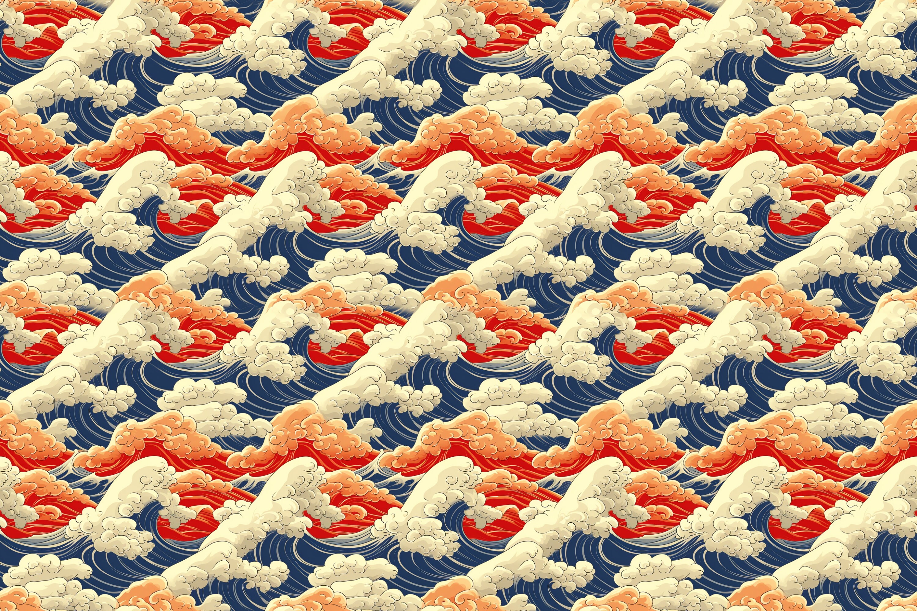 Japanese Traditional Waves Digital Paper, the Great Wave off Kanagawa ...