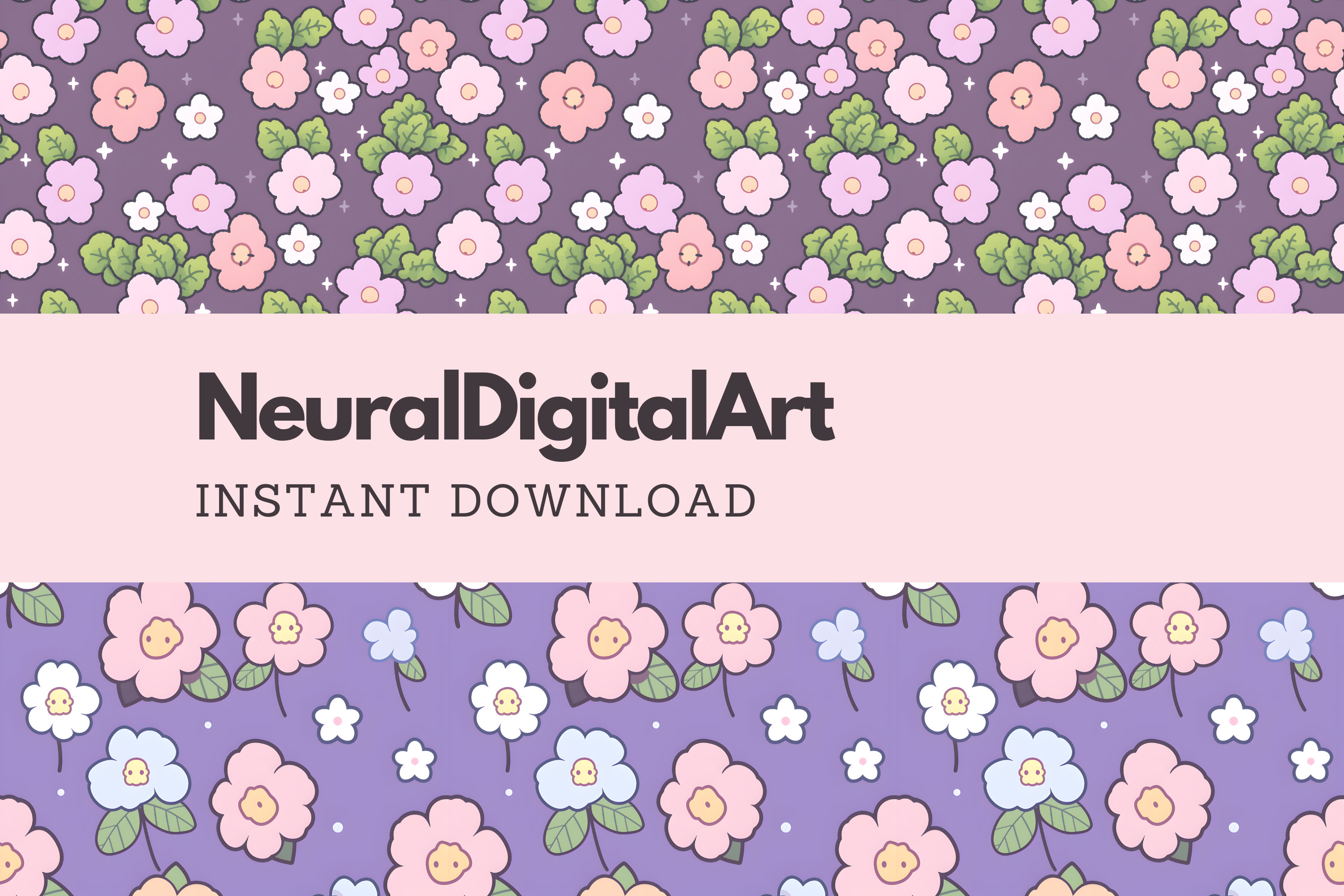 Kawaii Flowers Digital Paper, Cute Flowers Pattern, Pink Floral, Cute ...