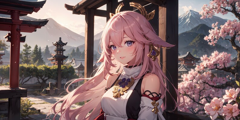 Yae Miko Genshin Impact Digital Poster Yae Miko Digital - Etsy