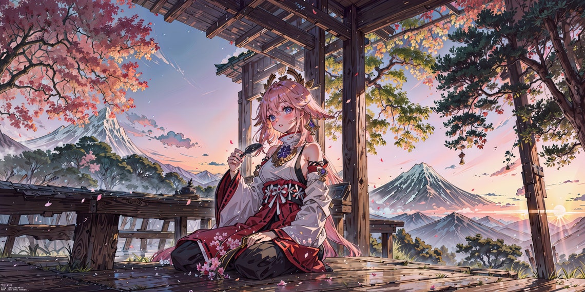 Yae Miko Genshin Impact Digital Poster, Yae Miko Digital Stickers, Miko ...