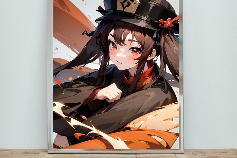 Hu Tao Genshin Impact Fan Art, Digital Paper Set, Printable Stickers ...