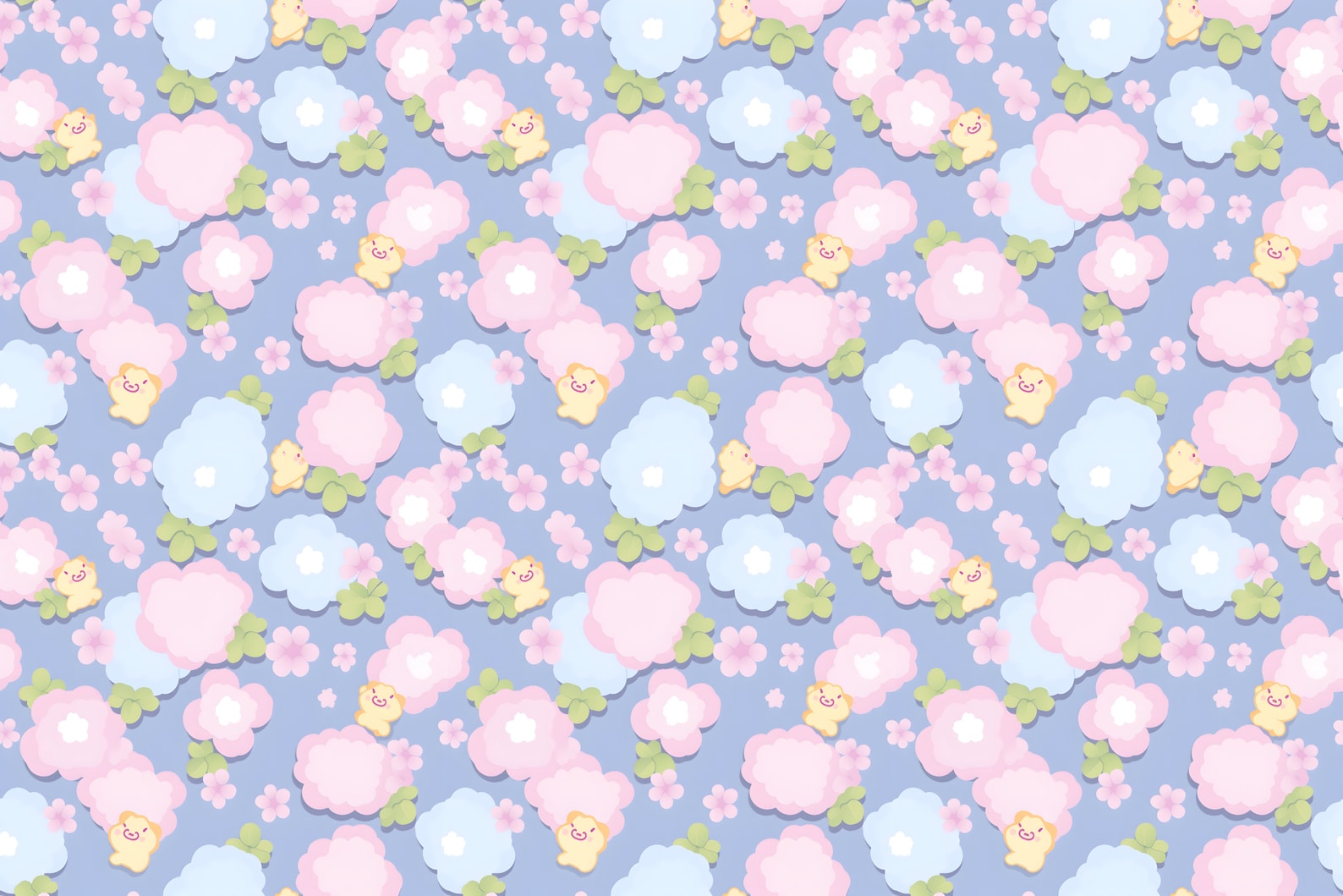 Kawaii Flowers Digital Paper Cute Flowers Pattern Pink - Etsy