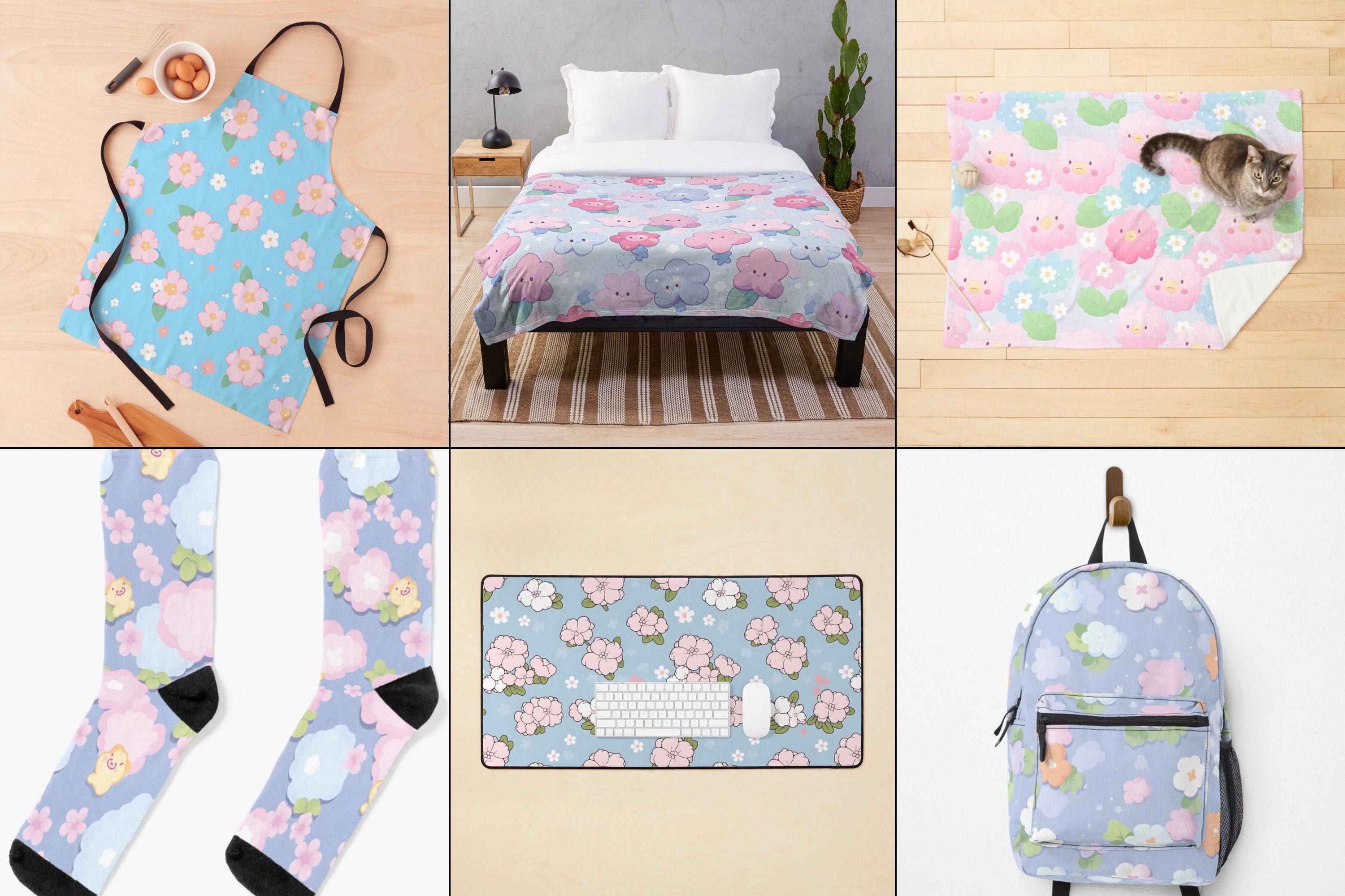 Kawaii Flowers Digital Paper, Cute Flowers Pattern, Pink Floral, Cute ...