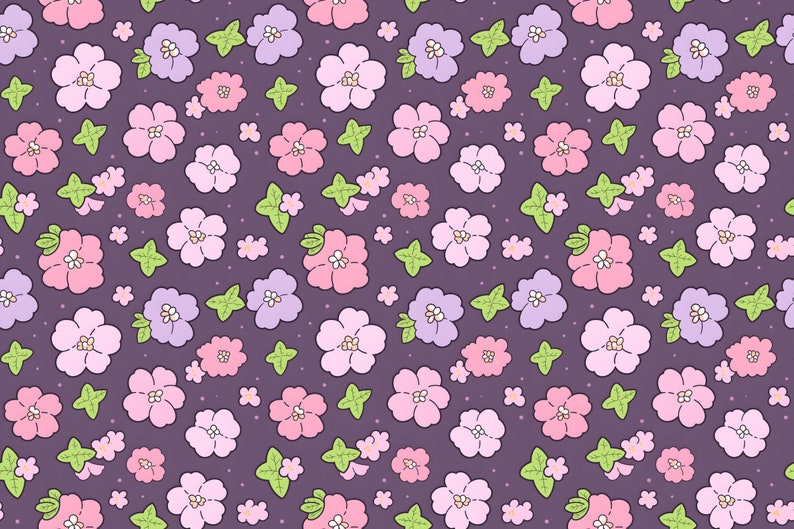 Kawaii Flowers Digital Paper Cute Flowers Pattern Pink - Etsy