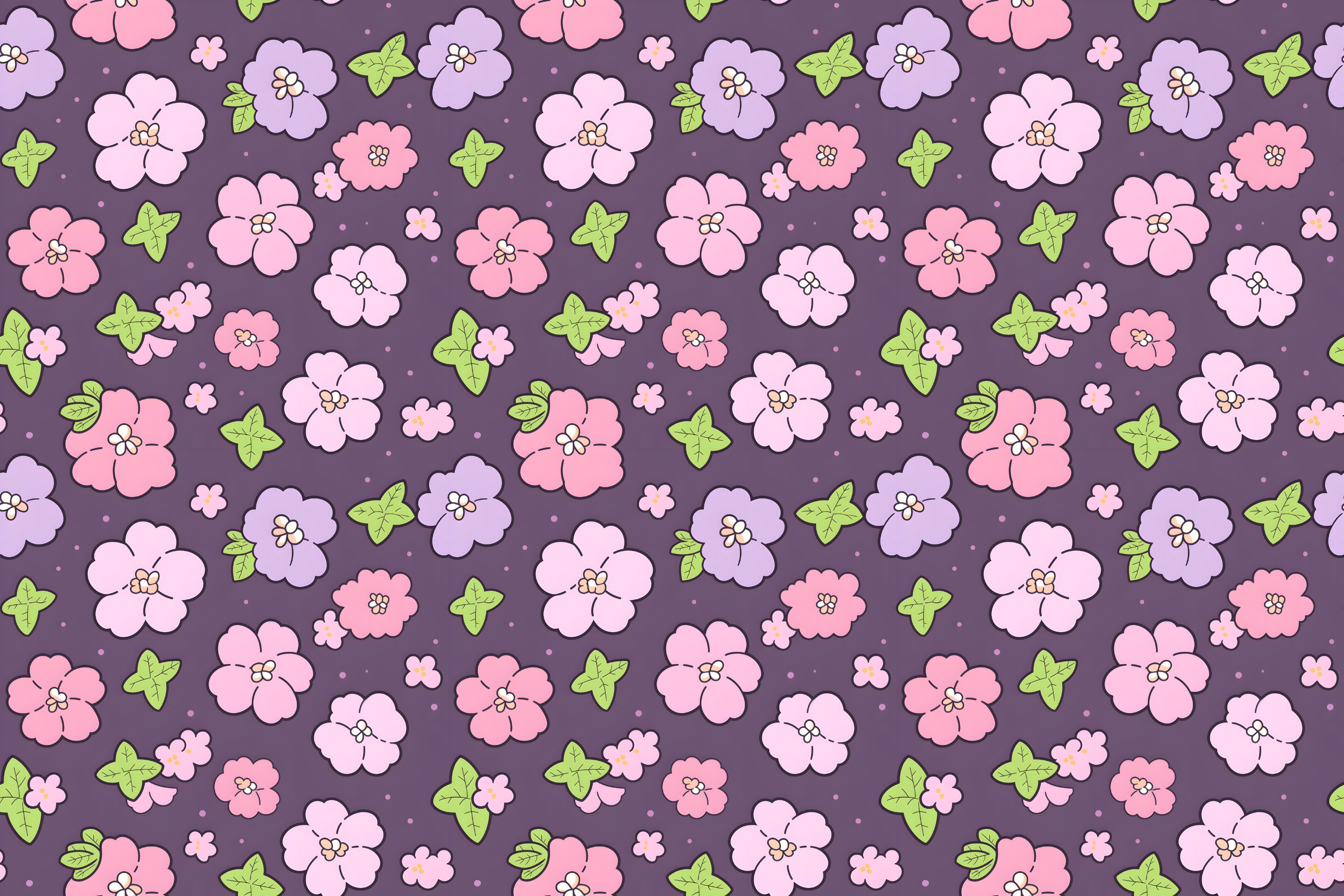 Kawaii Flowers Digital Paper Cute Flowers Pattern Pink - Etsy