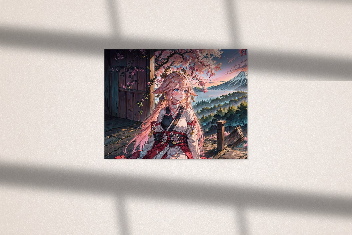 Yae Miko Genshin Impact Digital Poster, Yae Miko Digital Stickers, Miko ...