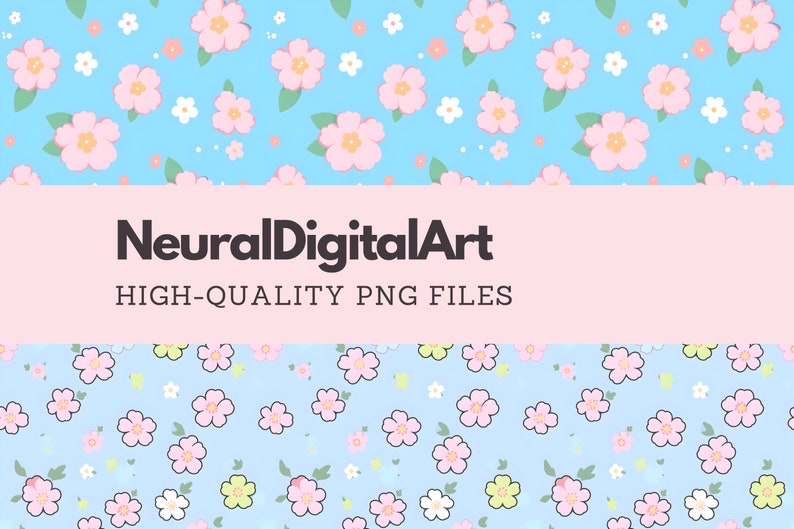 Kawaii Flowers Digital Paper Cute Flowers Pattern Pink - Etsy