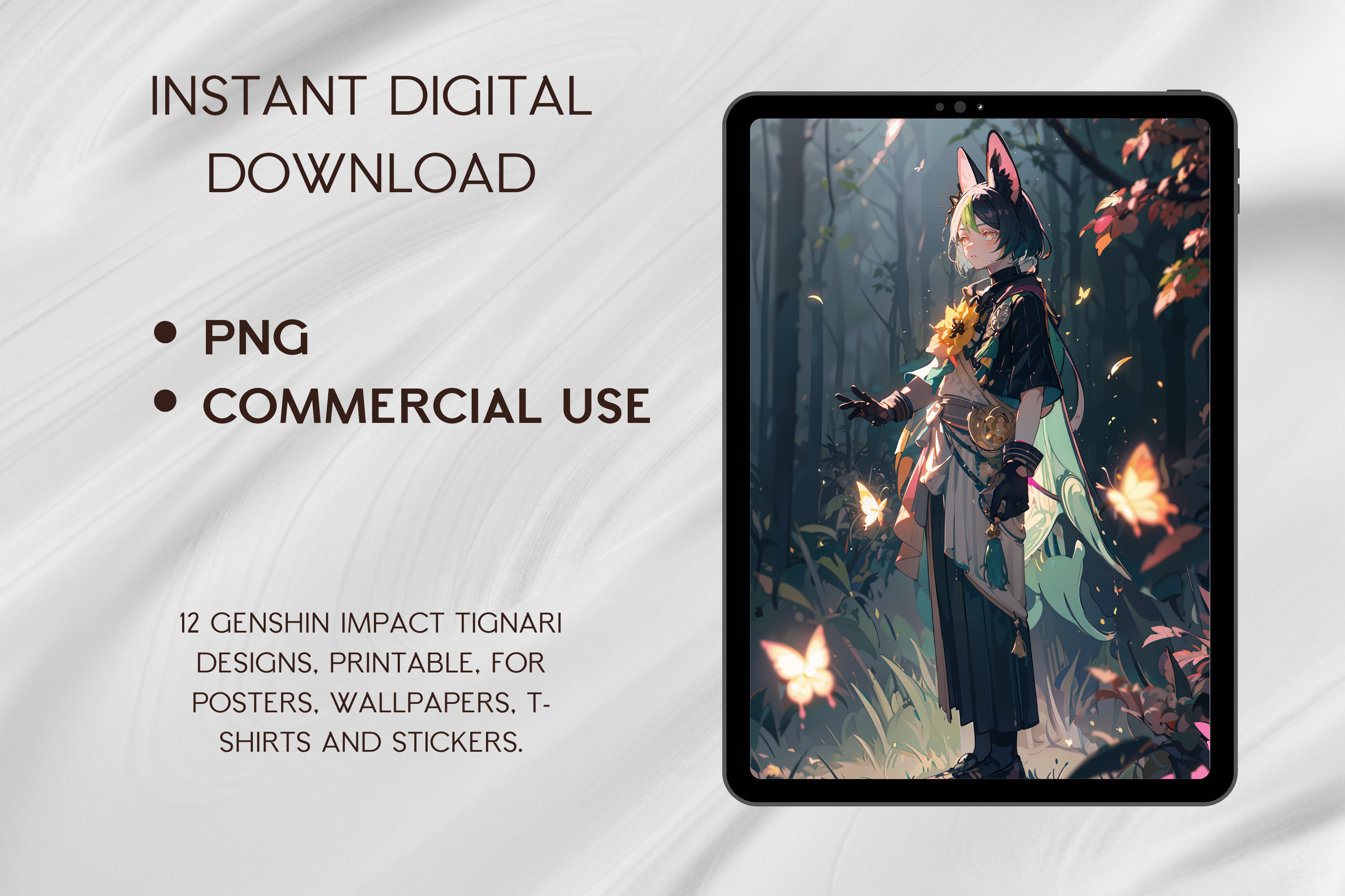 Tignari Genshin Impact Printable Art, Digital Paper Set, Stickers ...