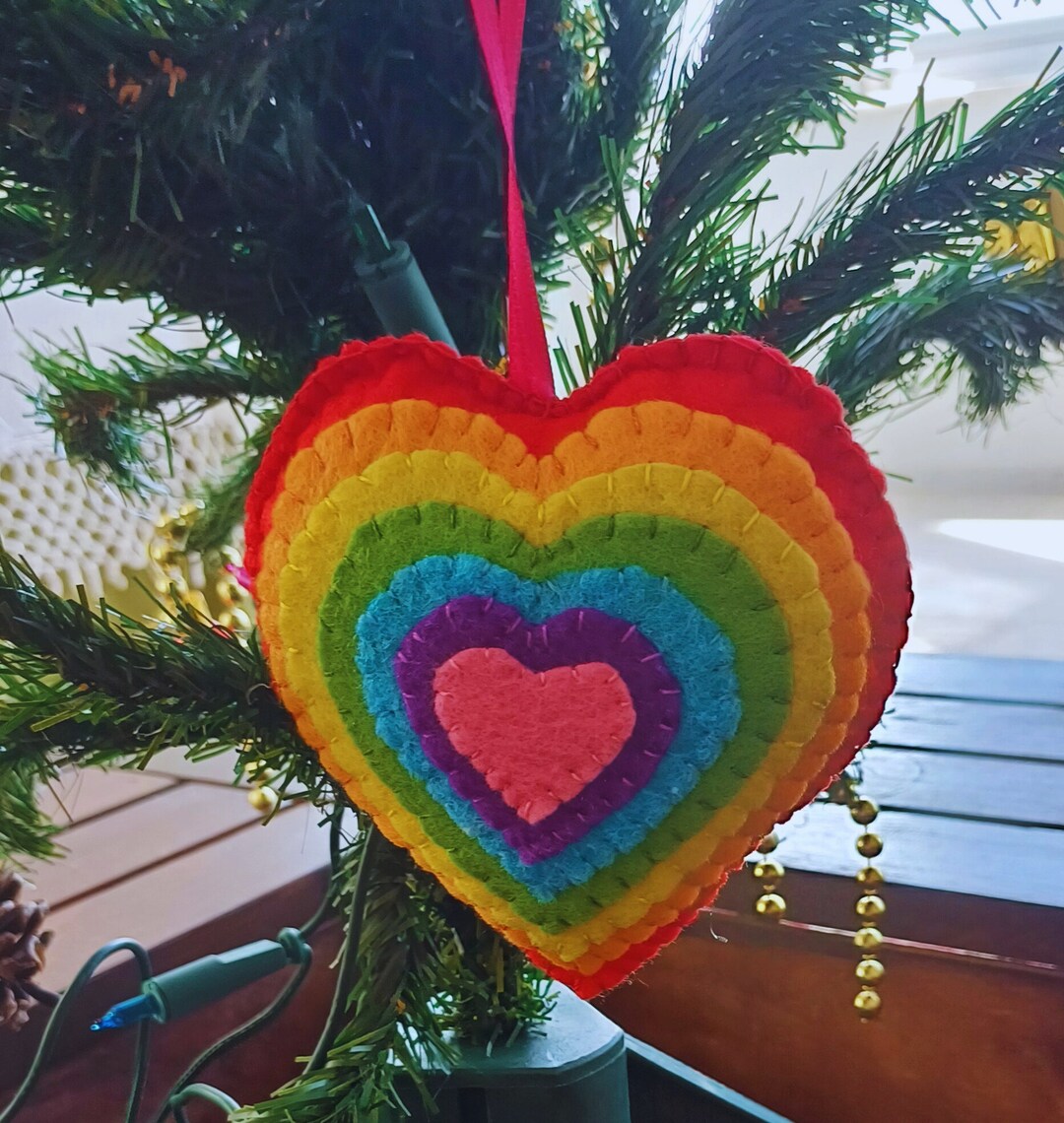 Rainbow Heart Felt Ornament – LGBTQ+ Pride Handmade Gift – Mother’s Day ...