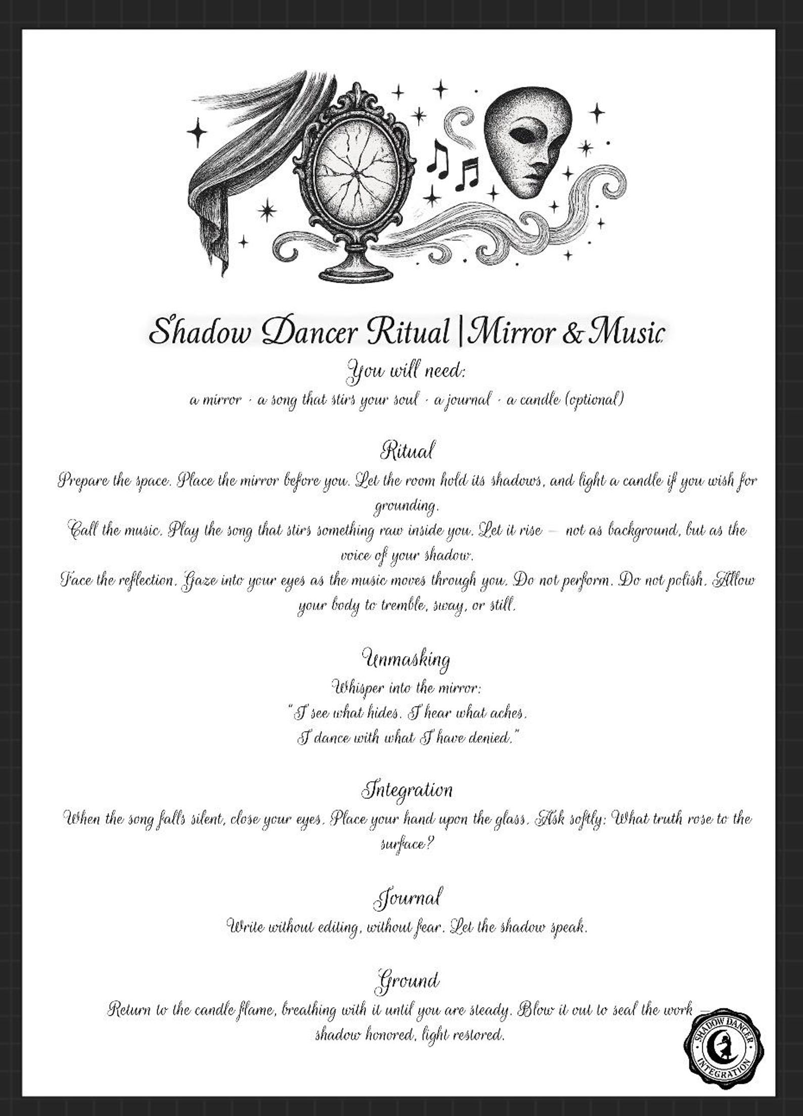 Shadow Work Ritual Bundle | Shadow Dancer Archetype | Gothic Printable ...