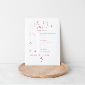Hen Do Itinerary, Hen Do Itinerary Card, Hen Do Planner, Hen Do ...