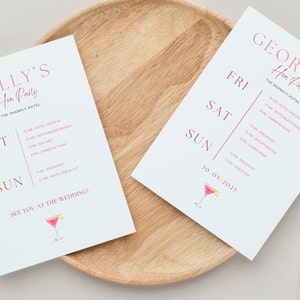 Personalised Hen Party Itinerary Card - Etsy UK