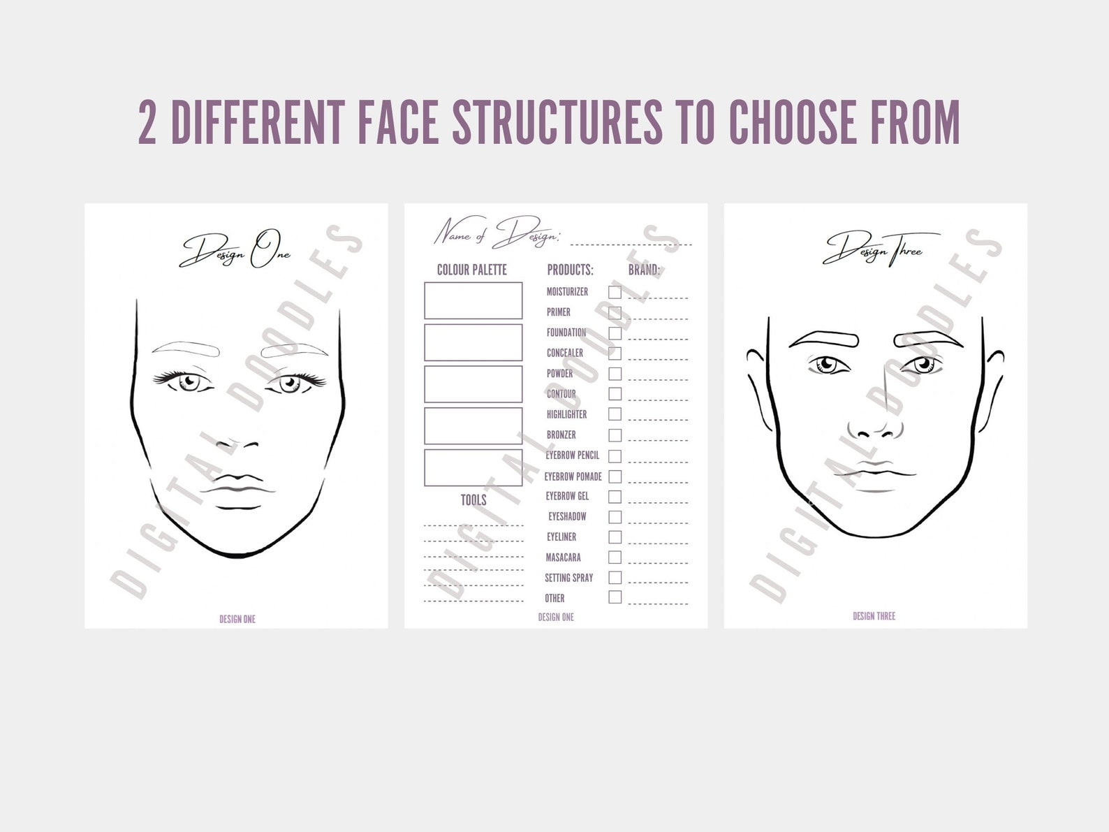 Make-up Face Chart, Make-up Consultation, Printable Face Chart, Eye Make-up Chart, Face Chart ...