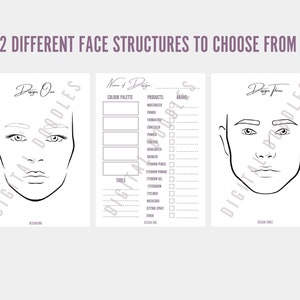 Make-up Face Chart, Make-up Consultation, Printable Face Chart, Eye ...