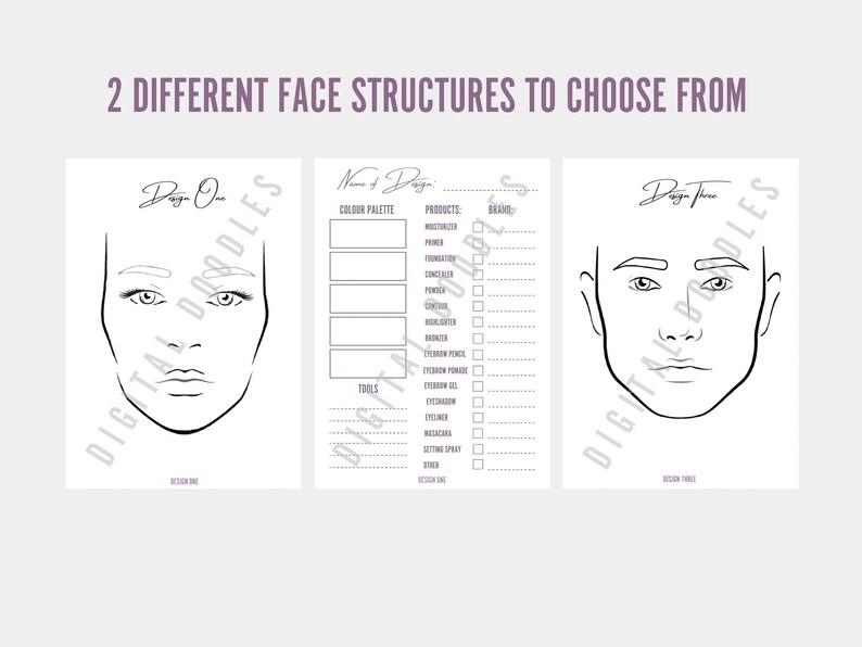 Make-up Face Chart, Make-up Consultation, Printable Face Chart, Eye ...