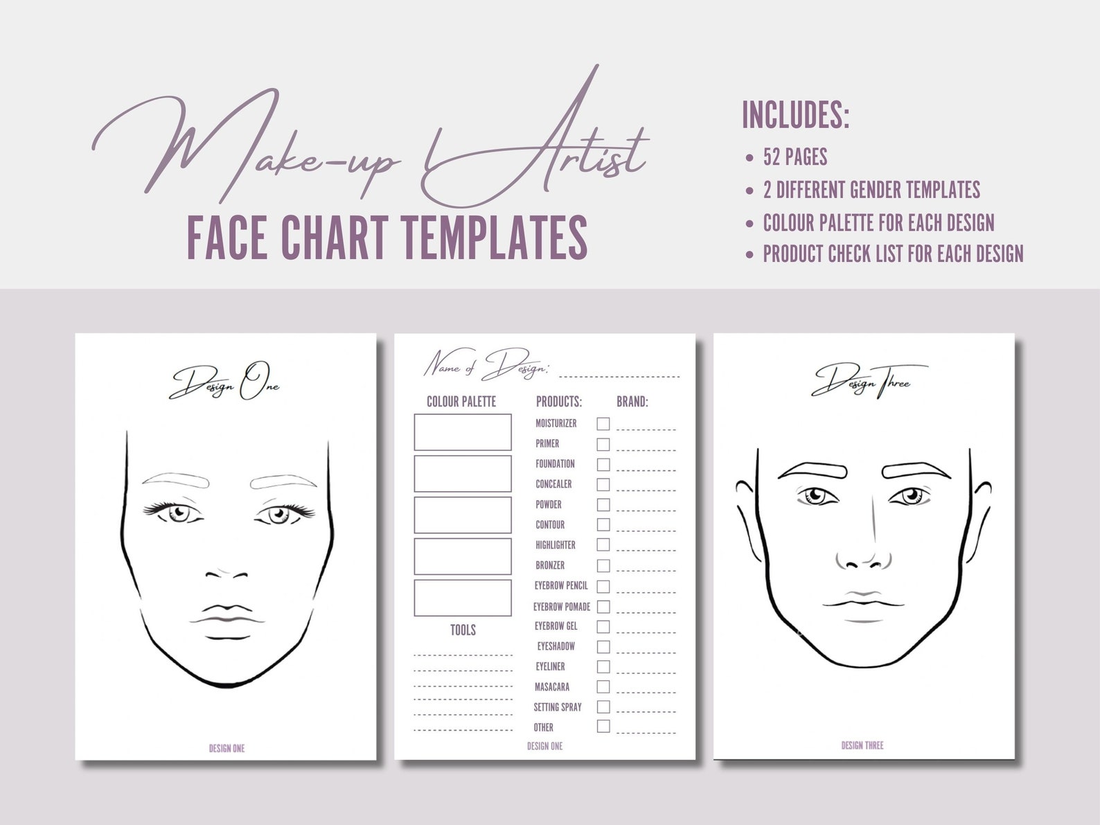 Make-up Face Chart, Make-up Consultation, Printable Face Chart, Eye Make-up Chart, Face Chart ...