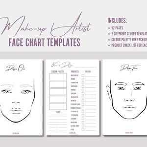 Make-up Face Chart, Make-up Consultation, Printable Face Chart, Eye ...
