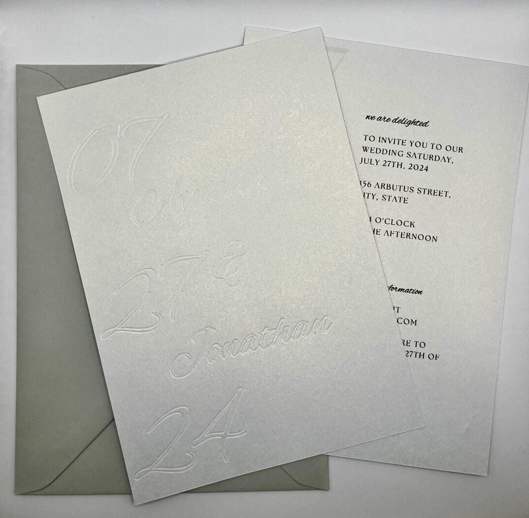 Printed Invitation, Pearlescent Elegant Wedding, Wedding Stationery ...