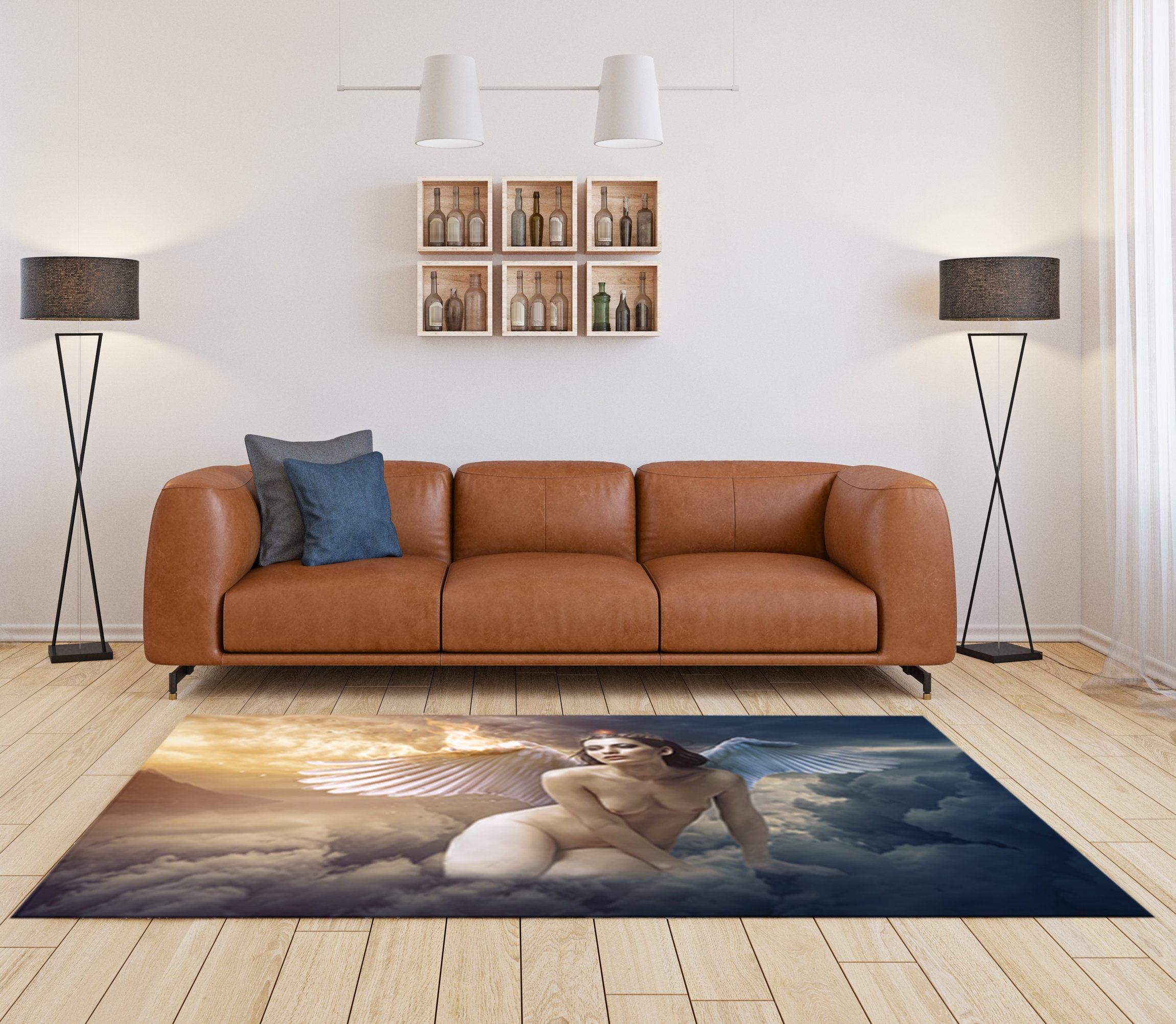 Winged Nude Angel Rug, Naked Angel Rug, Fire and Ice Wings Angel, Nude ...
