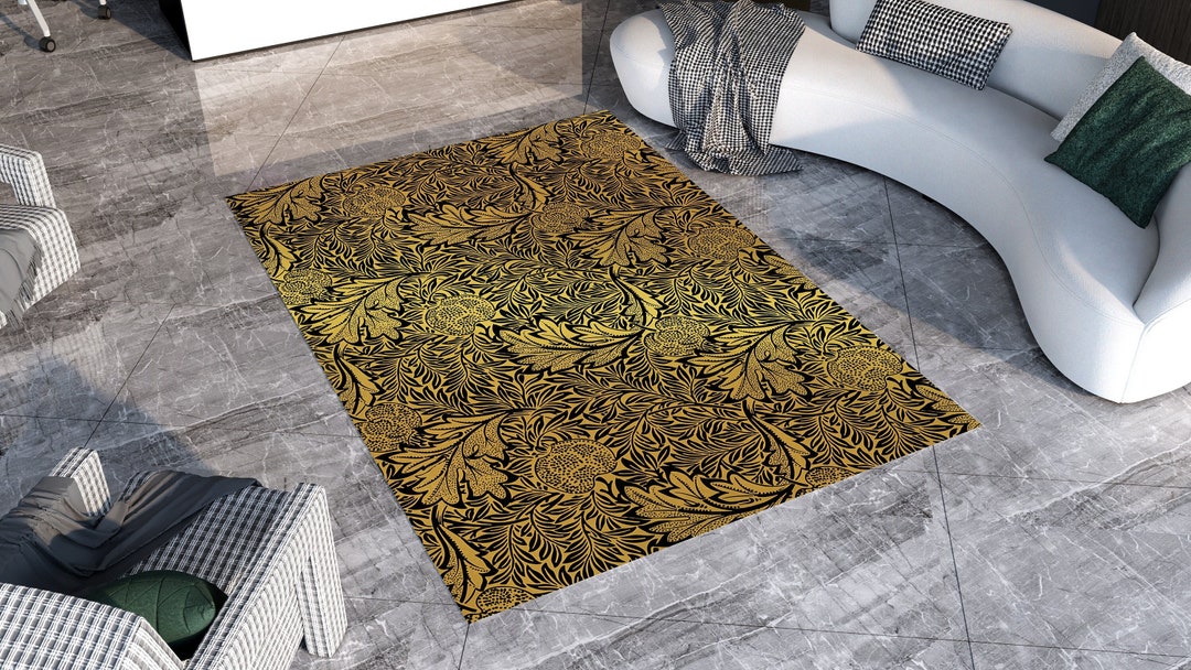 Art Nouveau Rug, Yellow and Black Rug, Art Deco Rug, Art Nouveau Decor ...