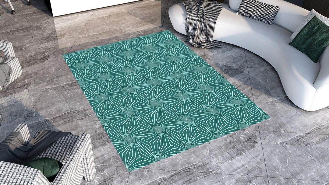 Art Deco Vintage Rug, Mint Green and White Rug, Area Rug, Decorative ...