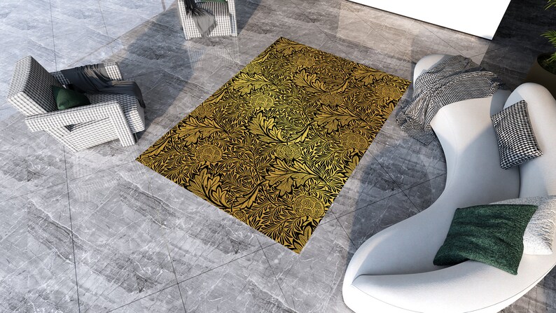 Art Nouveau Rug, Yellow and Black Rug, Art Deco Rug, Art Nouveau Decor ...