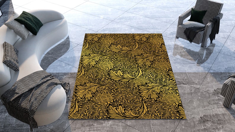 Art Nouveau Rug, Yellow and Black Rug, Art Deco Rug, Art Nouveau Decor ...