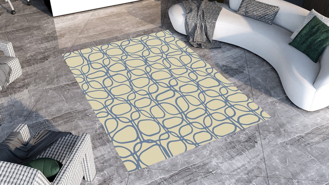 Beige and Blue Rug, Modern Rug, Living Room Rug, Pastel Color Rug ...