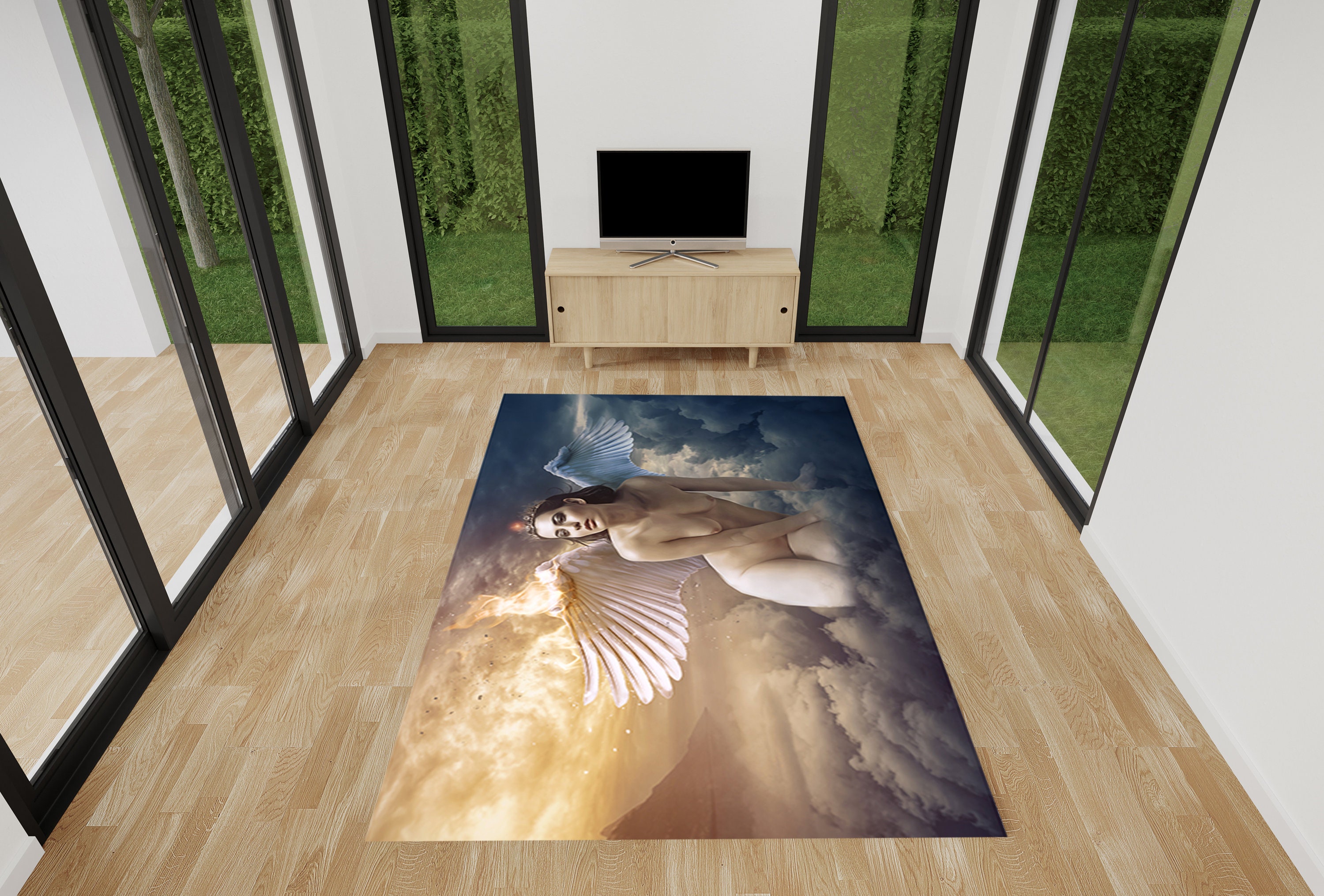 Winged Nude Angel Rug, Naked Angel Rug, Fire and Ice Wings Angel, Nude ...