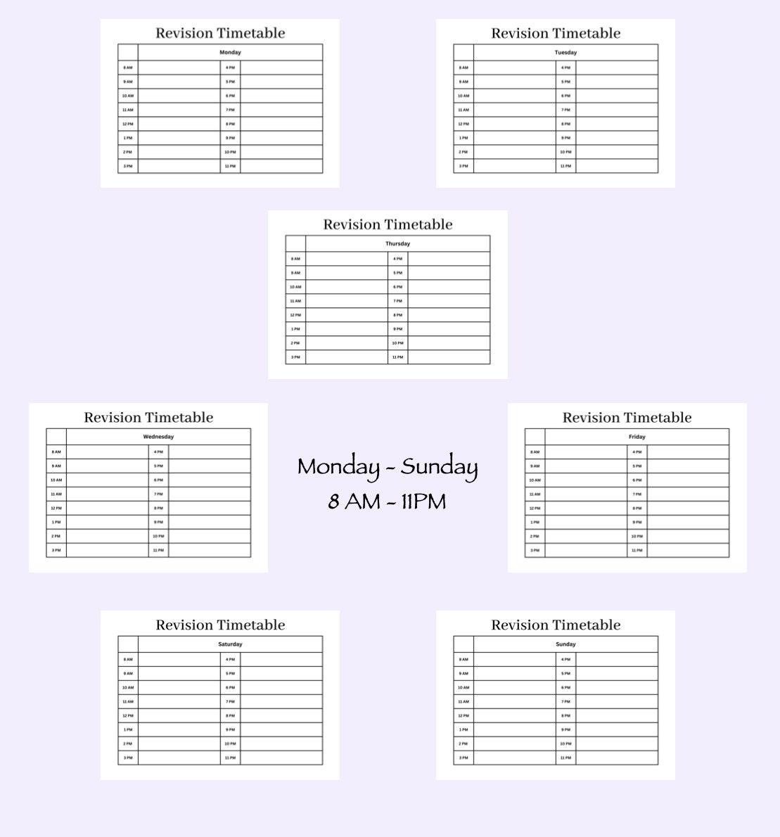 Revision Timetable/planner Template - Etsy