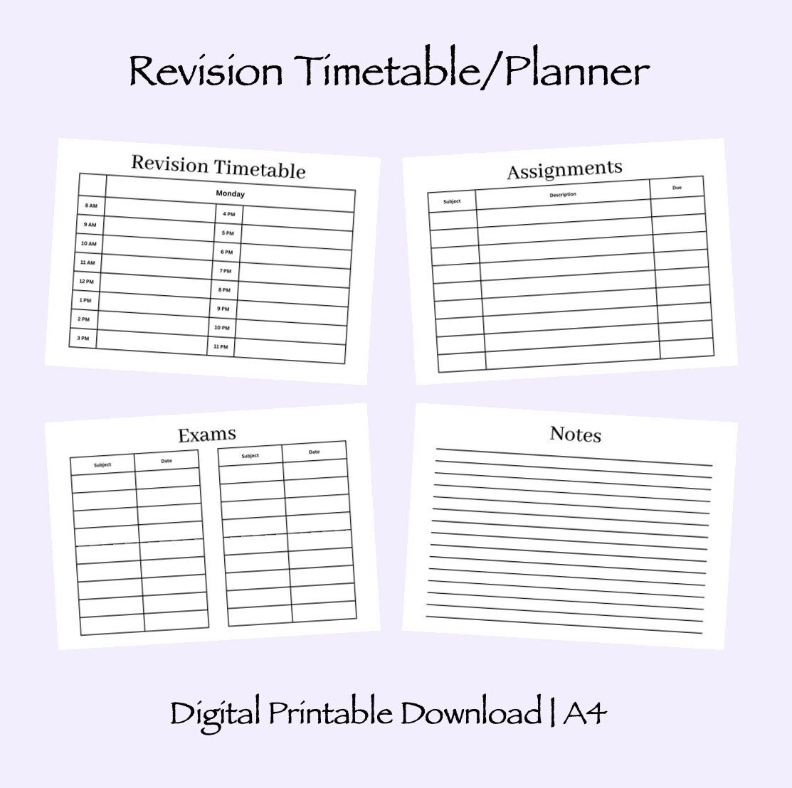 Revision Timetable/planner Template - Etsy UK