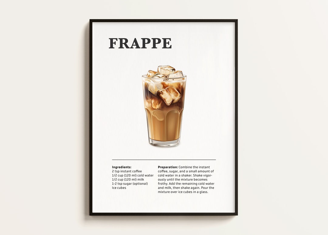 Frappe Poster, Coffee Drink Recipe, Coffee Print, Coffee Shop, Cafe ...