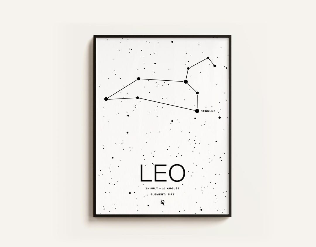 Leo Sign White Poster, Zodiac Minimalist Stylish Astrology Print ...