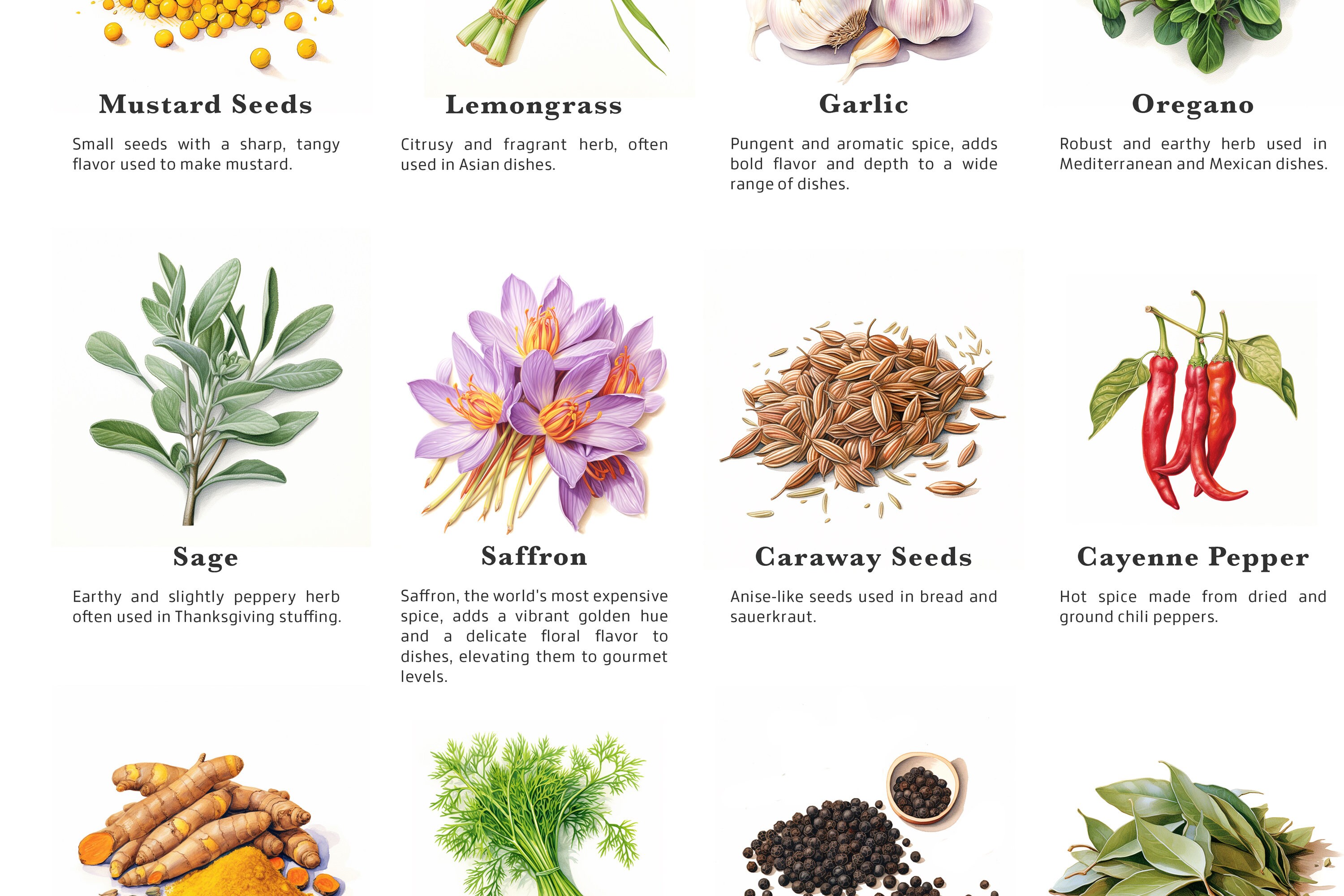 Popular Spices Kitchen Print, Botanical Infographic (downloadable) - Etsy