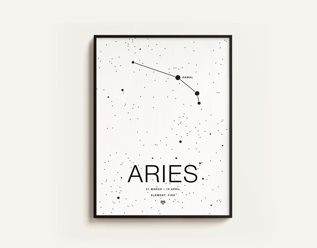 Aries Sign White Poster,zodiac Minimalist Stylish Astrology Print ...