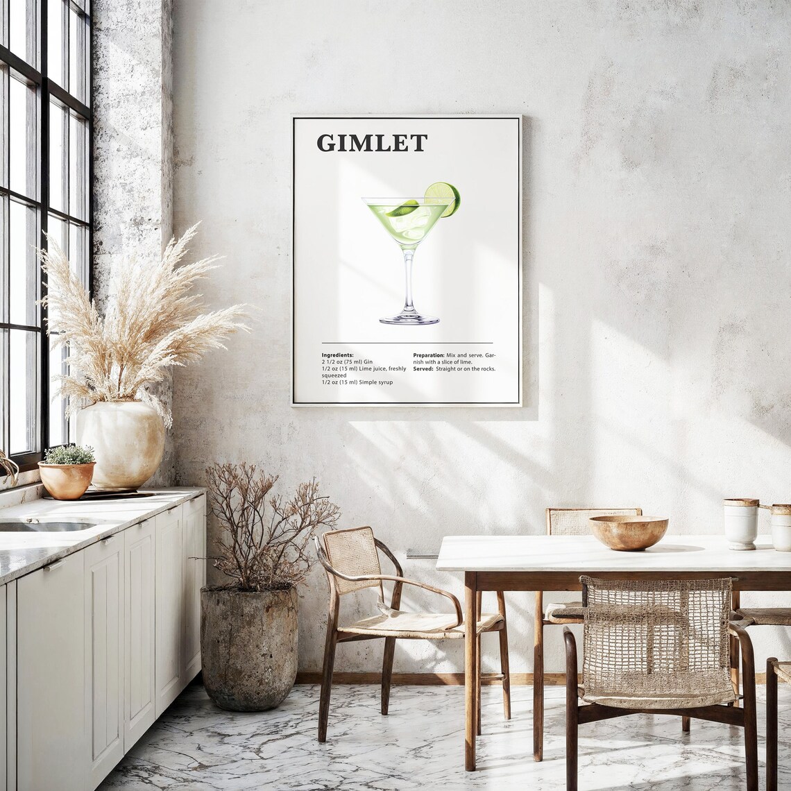 Gimlet Recipe Cocktail Print, Bar Kitchen Art (digital Download) - Etsy